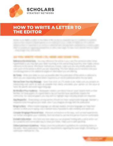 How To: Best Practices For Writing A Letter to the Editor | Scholars Strategy Network